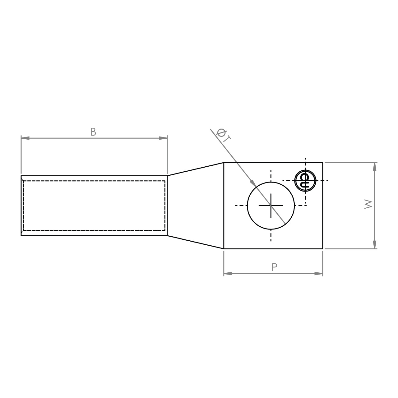 Copper compression connector 1 hole long barrel 350 Kcmil - CU Conectores