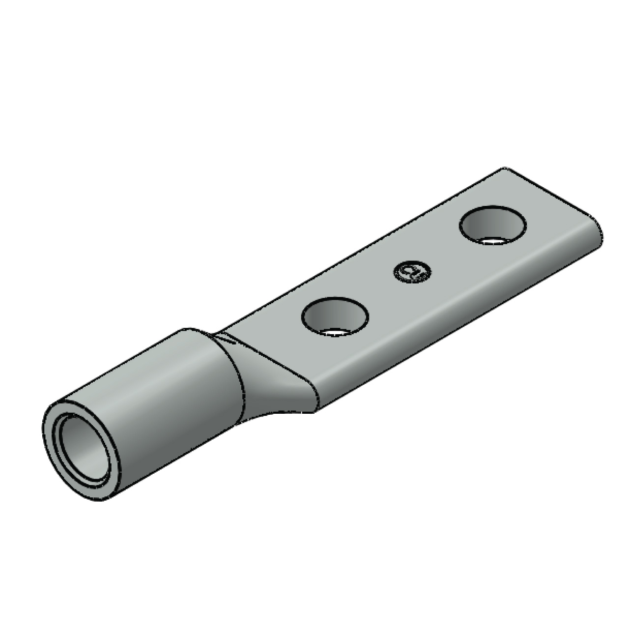Copper compression connector 2 holes long barrel 6 AWG - CU Conectores
